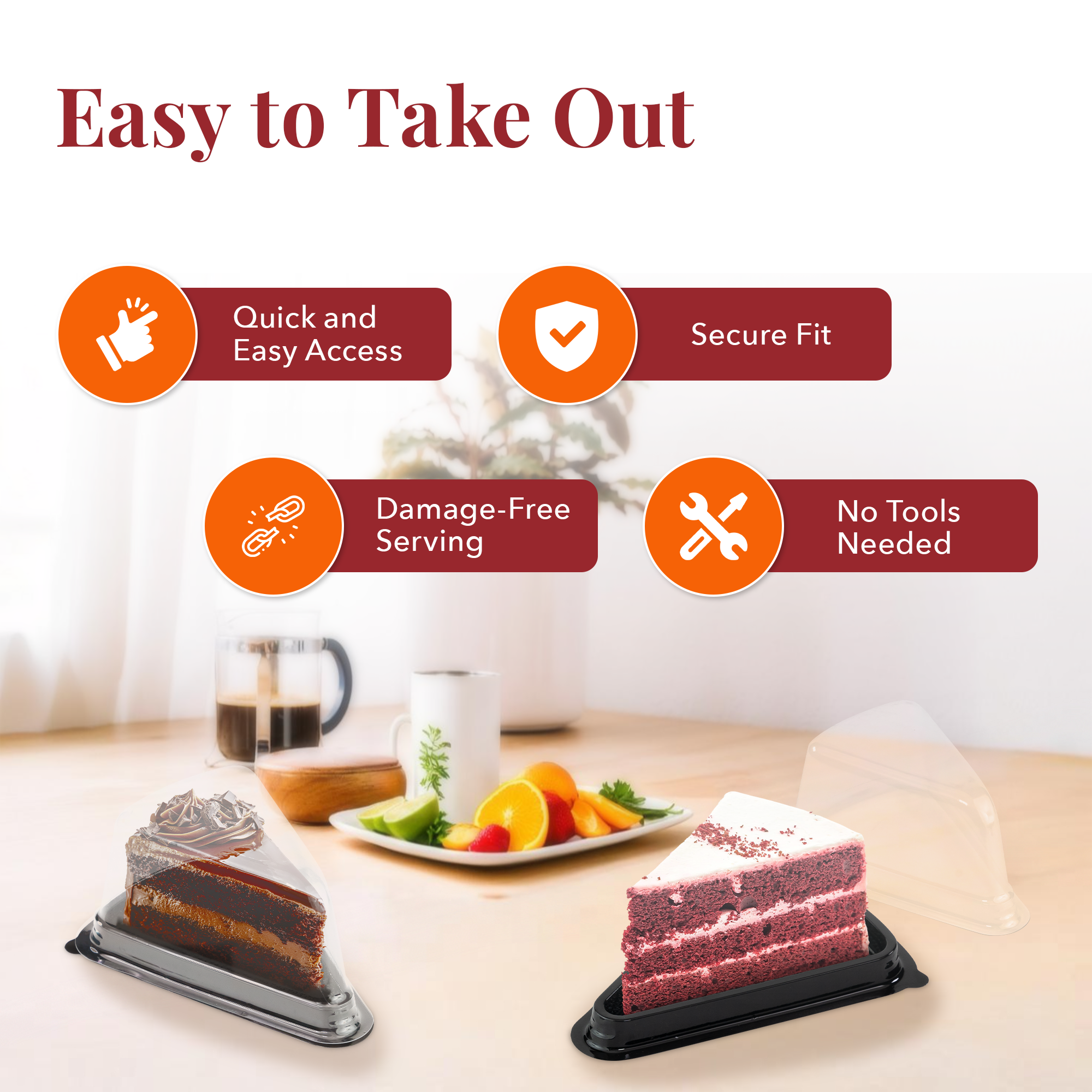 Shop 200 Pcs Clear Plastic Cake Slice Containers | Desserts, Pie, Flan ...